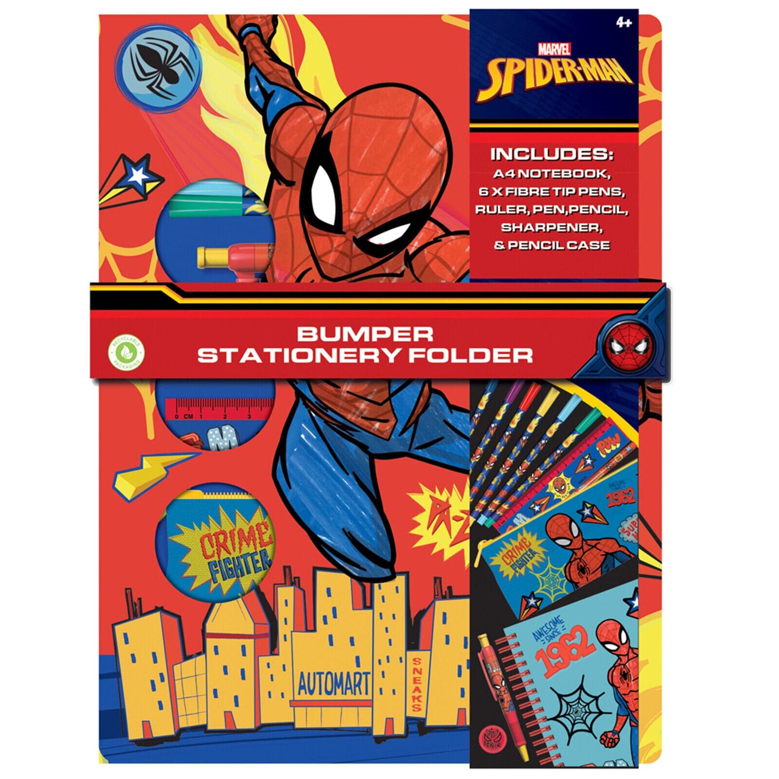 Marvel Spider-Man Bumper Stationery Folder Back to School Kids Set Boo